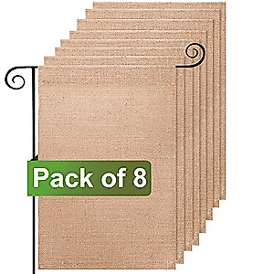 DEAYOU 8 Pack Burlap Garden Flags, 12" x 18" DIY Blank Jute Fall Yard Flags, Personalized Lawn Craft Banners for Outdoor, Patio, Home Custom Decor, Wedding, Housewarming Gift (Burlap Color)