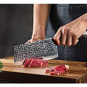 BECOKAY Cleaver Knife - 7 Inch Meat Cleaver, German High Carbon Stainless Steel Butcher Knife with Ergonomic Handle for Home Kitchen and Restaurant, Ultra Sharp Chopper Knife