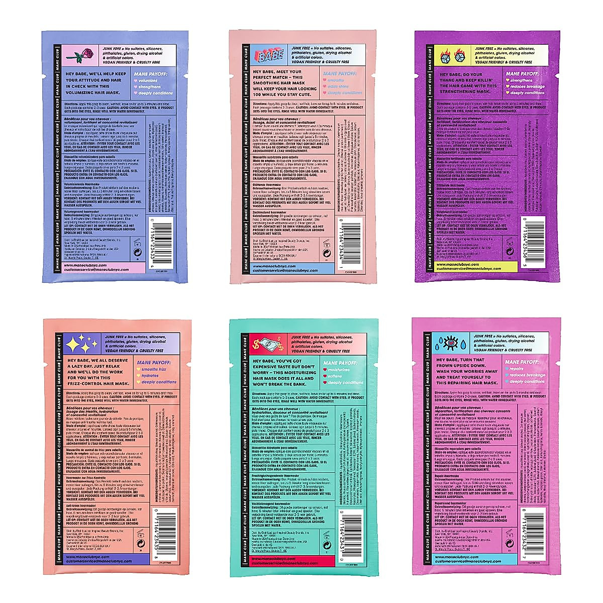 MANE CLUB Variety Pack Deep Conditioner, cruelty free, vegan, no sulfates or parabens — Pack of 6