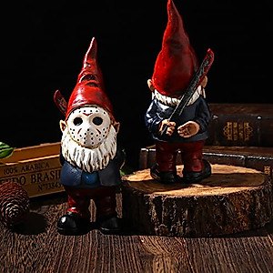 ULUZE Garden Gnomes Halloween Decorations Indoor for Home Horror Decor Funny Gnome 8" Tall - Red