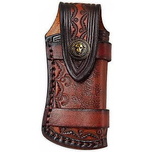 Omesio Pocket Knife Sheath, 4.53" Folding Knife Sheath for Folding Knife, Leather Knife Sheath Case, Horizontal Knife Sheath for Belt