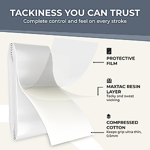 ADV MaxTac Tacky Tennis Overgrip - 12 Pack Extremely Sticky Non-Slip Tennis Grips Overgrip - Razor-Thin & Easy to Use Pro Tennis Racquet Grip Tape, White