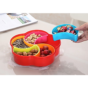 Emoyi Plastic Decorative Serving Trays Food Container with Lid and Removable Cup Appetizer Plates for Holiday Party and Kitchen