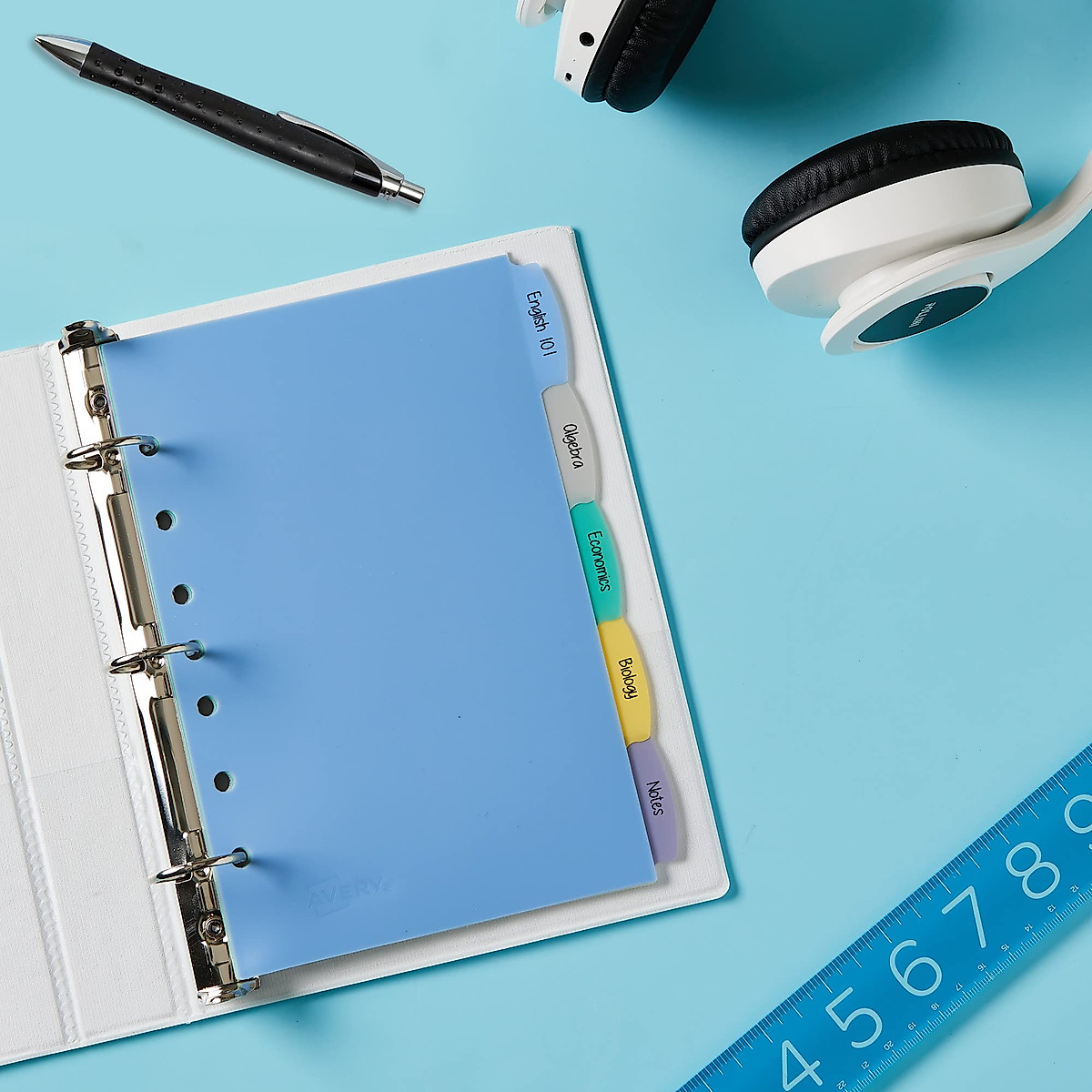 Avery 16180 Write & Erase Plastic Dividers, 5-Tab, 5 1/2 x 8 1/2