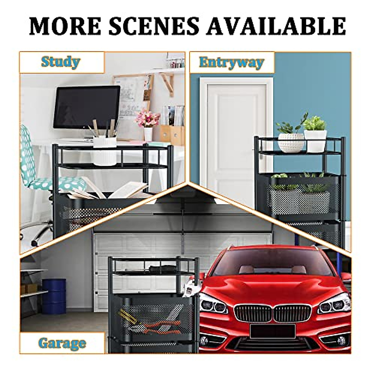 Homelet Rotating Multi Layers Storage Shelf Rolling Carts Free-Standing Rust-Proof Vegetable Storage Rack Baskets For Kitchen Living Room Bathroom Bedroom Office Fruit Organizer