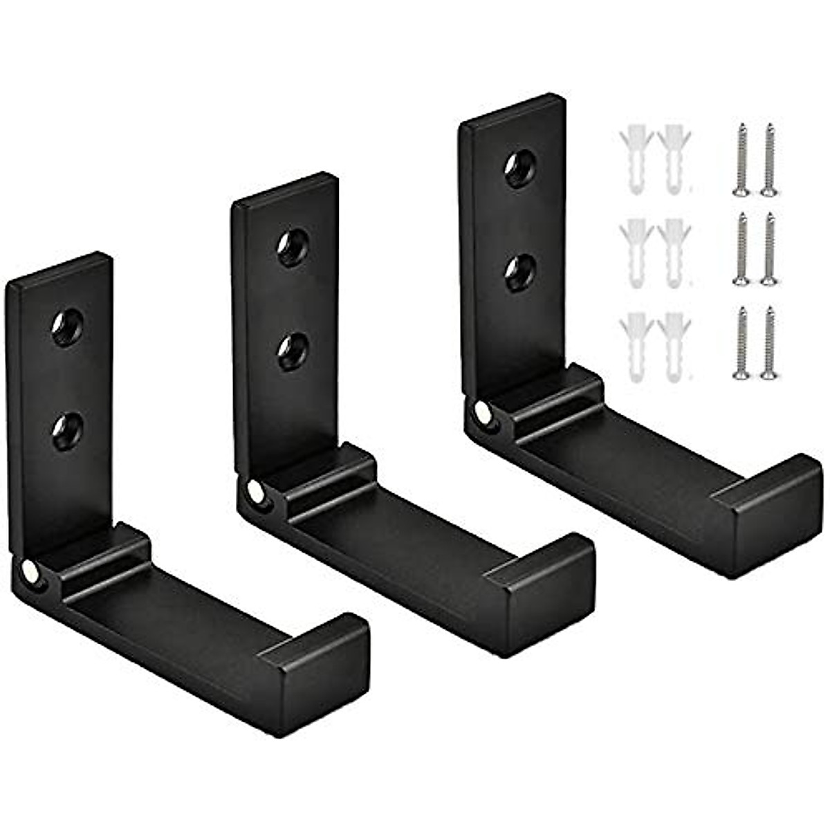 Aluminum Alloy Clothes Hook Coat Rack Single Hook Foldable Wall Mounted on The Wall & Door Black(Set of 3)