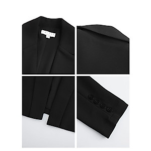 EXLURA Women's Professional Business Lightweight Blazer Dress Suit Sets 2 Piece Work Office Fashion Outfits Black