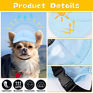Yikeyo Dog Hat for Small Dogs Dog Sun Hats with Ear Holes, Pet Puppy Baseball Cap for Summer Dog Visor Caps (Small, Blue)