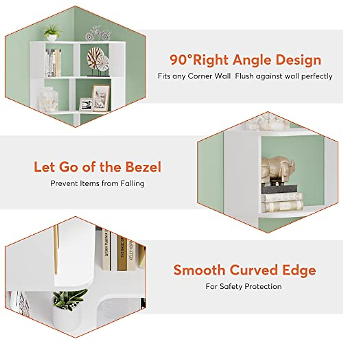 LITTLE TREE Corner Bookshelf, 64.9 Inch Tall Bookcase with Anti-Drop Panel, Modern Freestanding Corner Shelf Display Rack Storage Organizer for Home Office, Living Room, White