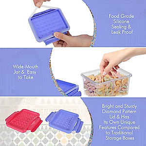 HOMER 8-Piece Moroccan Style Airtight Food Storage Containers - Versatile Kitchen Organizers with Easy Lock Sealing Lids - Includes Tall, Medium, Small & Mini Sizes - BPA-Free - Bonus Labels & Marker