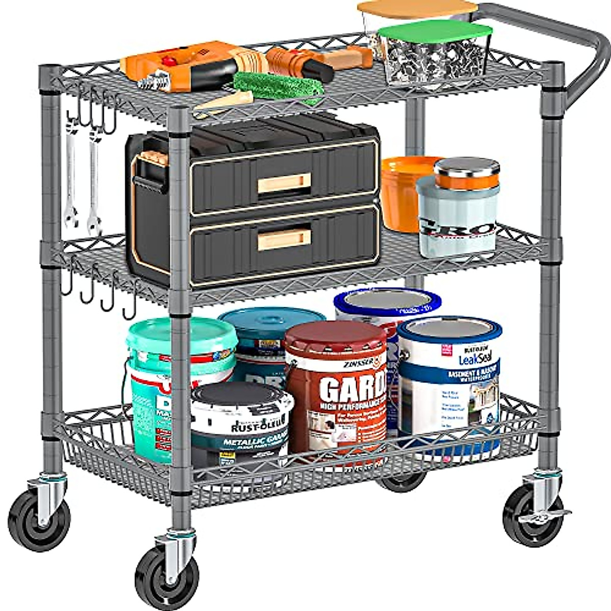 Rolling Utility Cart, Bathroom Organizer, Over The Toilet Storage Shelf