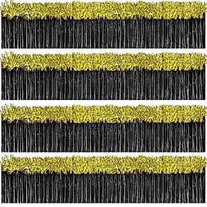 10 Pcs Graduation Parade Float Decorations, Include Foil Fringe Garland Set of 4 and Metallic Twist Garland Set of 6, Car Decorations for Congrats Grad (Black and Gold)