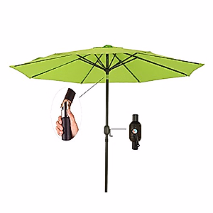 Pebble Lane Living QD01-LIME Patio Umbrella, Bronze Aluminum Frame with Hand Crank & Push Tilt Action, Vented Top, UV & Water Resistant, Lime Green, 9' Diameter