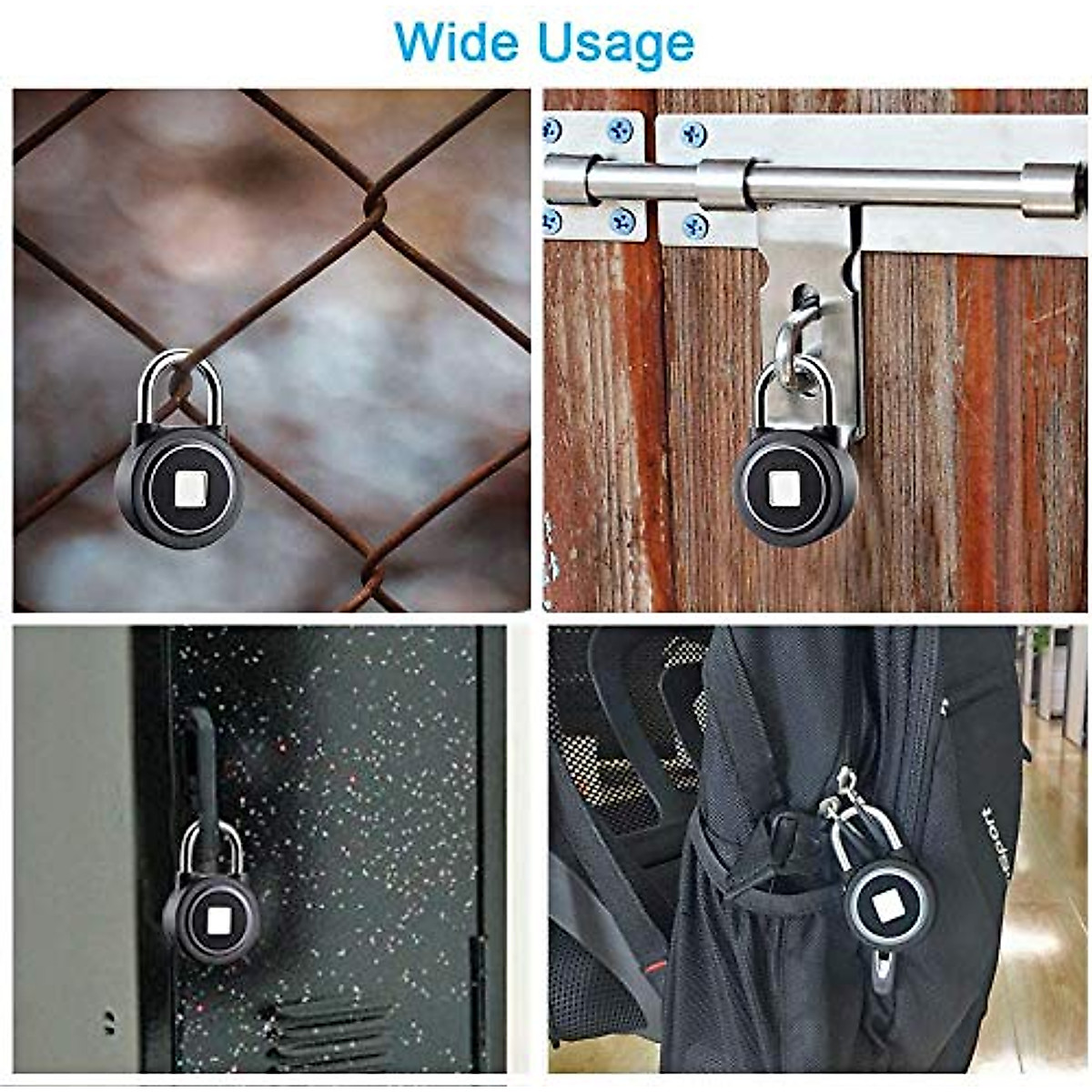 Fingerprint Padlock, Bluetooth Lock, Mobile APP, MEGAFEIS Smart Padlock with Keyless Biometric, Water Resistant, Suitable for Gym, Sports, Bike, School, Fence and Storage(Black)