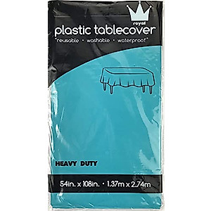 Royal 7 Pack of:3 Plastic Table Cloth 54 x 108, Plastic Party Table Cover, Reusable Plastic Table Cloth, Disposable Rectangular Table Cover (Turquoise, 3)…