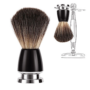 SANWA Grooming Shaving Kit for Men, Deluxe Stainless Steel Shave Razor and Brush Stand with Luxury Shaving Brush Ultra Heavy Acrylic & Steel Handle for Christmas Gift