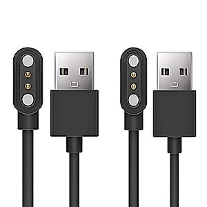 Compatible with AMAZTIM C20 Smartwatch Charger, Magnetic USB Charging Cable Replacement Charger Compatible for Kospet Tank M1 Pro/C20 Military Watch/C16 Military Watch (2 Pack-Black+Black)