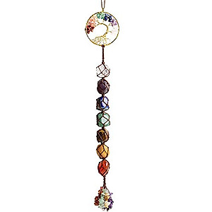 7 Chakra Stone Healing Crystal Tree of Life Wall Hanging Home Interior Decoration，Window Decoration，Yoga Meditation