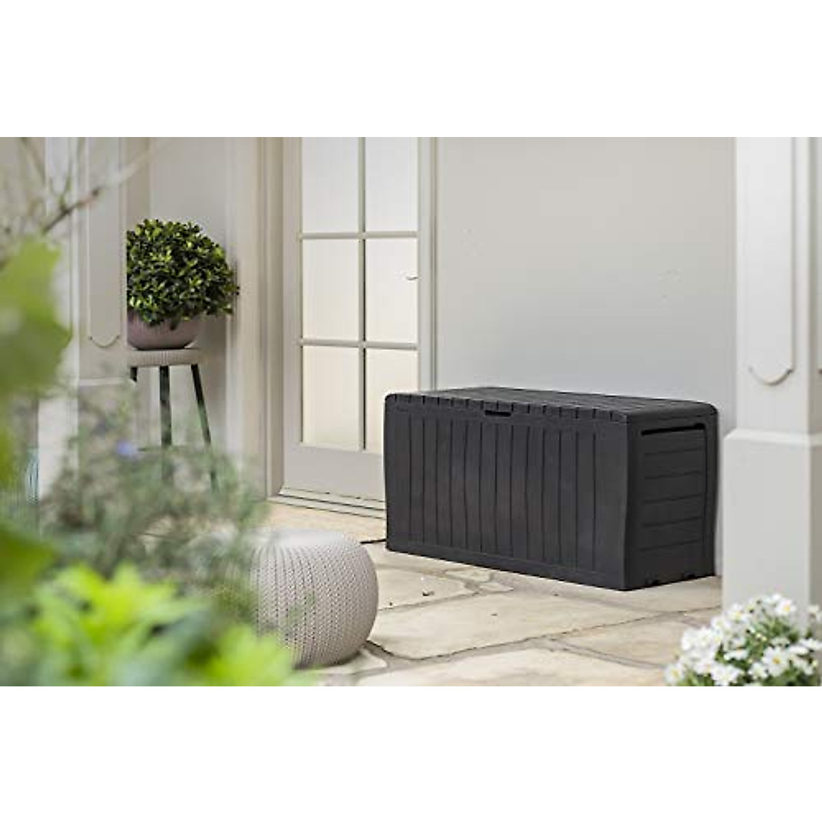 Keter Marvel Plus 71 Gallon Resin Outdoor Box for Patio Furniture Cushion Storage, Brown