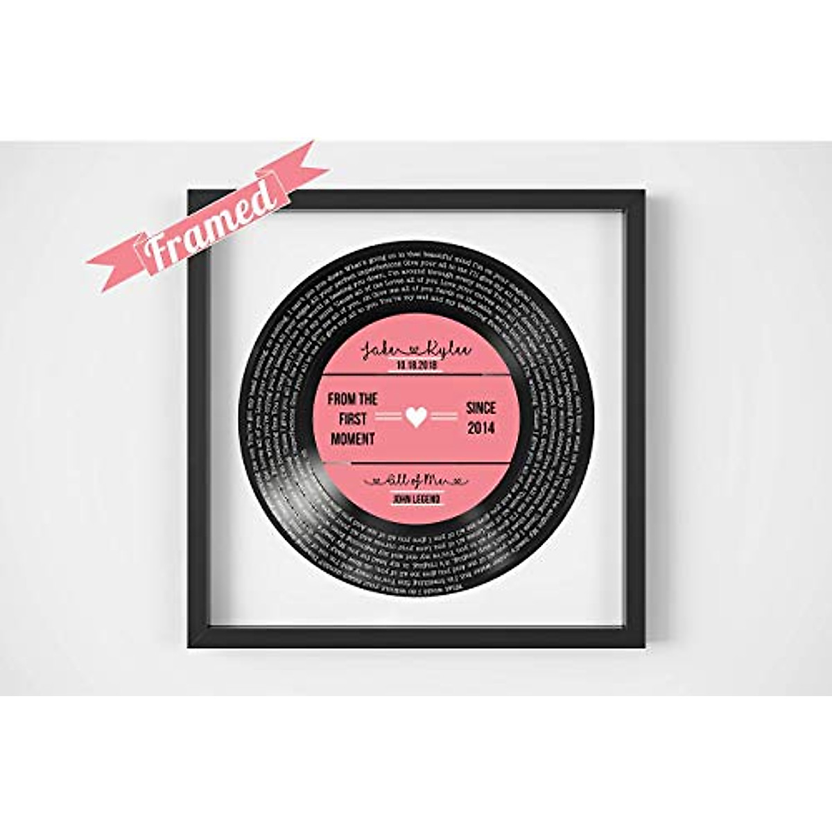 Personalized Record Print Personalized Vinyl Record Song Lyrics Frame Our Song Custom Song Lyrics Framed Print Anniversary Gift for Him