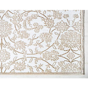 Unique Loom Rushmore Collection Area Rug - Taft (3' x 9' 10" Runner, Snow White/ Beige)