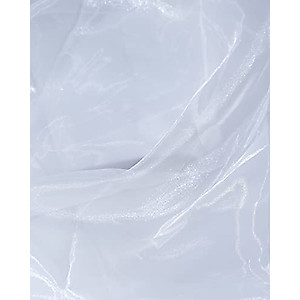 Fynite Sheer Organza Fabric | 10 Yards Long | 44" Wide | Bridal Solid Sheer Organza Bolt for Wedding Dress Fashion Craft Decorations Silky Shiny Sheer Organza (White, 10 Yard)