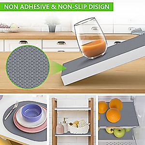 Shelf Liners for Kitchen Cabinets Refrigerator Liners Waterproof & Oil-Proof Kitchen Cupboard Liner Non-Slip Drawer Mats EVA Material Non Adhesive Fridge Liner for Shelves - Gray