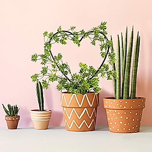 MIXXIDEA Metal Trellis for Climbing Plants Outdoor Decorative Small Trellis for Potted Plants Rust Proof Garden Plant Trellis for Pots Heart Shaped Pack of 2 - Black