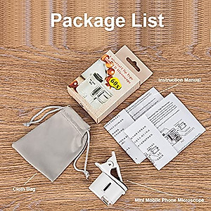 60X Mini Mobile Phone Microscope with UV/LED Light, Clip Loupe Microscope Magnifier for Currency Detecting, Jewelry Rocks Coins Evaluating and Repairing, for Most Cellphones