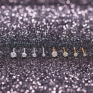 Sllaiss 8Pcs 20G Sterling Silver Nose Studs Ring for Women Man Gold Nose Piercing Body Jewelry Gifts (SILVER & GOLD)