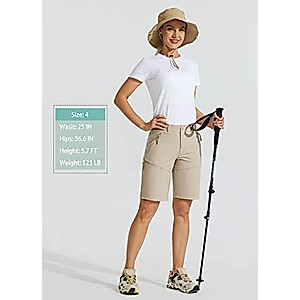 Willit Women's 10" Hiking Golf Long Shorts Quick Dry Athletic Outdoor Summer Shorts with Pockets Khaki Size 10