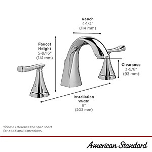 American Standard 7413801.295, Chatfield 8-Inch Widespread 2-Handle Bathroom Faucet 1.2 GPM, Brushed Nickel