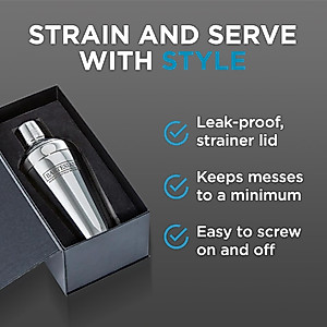 Bartesian Stainless Steel Cocktail Shaker - 16 Ounce Bartender Cocktails Shakers Bar Accessories for the Home - Bartending Mixology Barware Mixer Cup - Professional Mixed Drink Shaker Utensil Tool