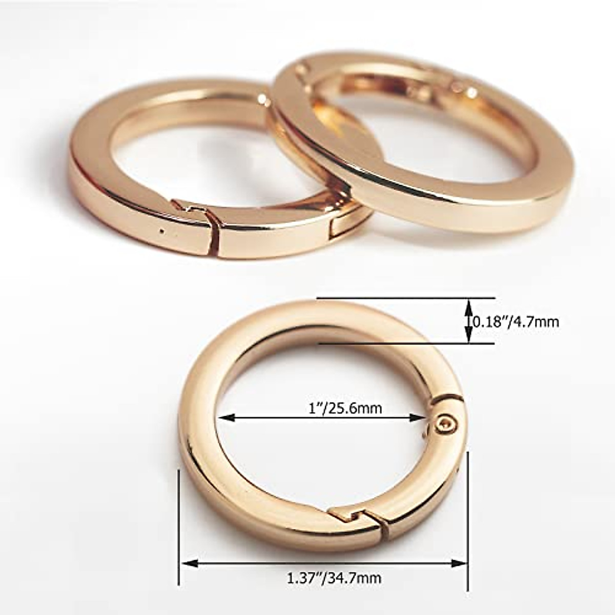 2 Pcs O Ring for Purse Strap,1 inch Spring Rings for Handbag & Keys,Gold