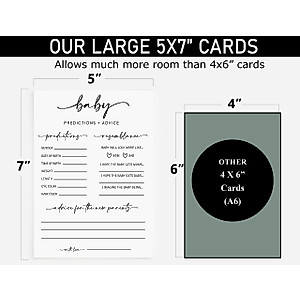 50 Large Baby Predictions and Advice - Minimalist - Baby Shower Game, New Mom & Dad Card or Mommy & Daddy to Be, Girl or Boy Babies New Parent Message Advice Book, Fun Gender Neutral Party (50-Cards)