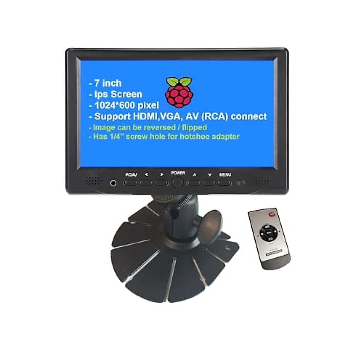 LONCEVON 7 inch Mini Monitor HD 1080P Small HDMI Monitor Portable VGA Monitor LCD Screen for PC/TV/DVD/Raspberry PI/Camera/Gaming; IPS 1024X600 Pixels; Build in Speakers&Earphone Jack