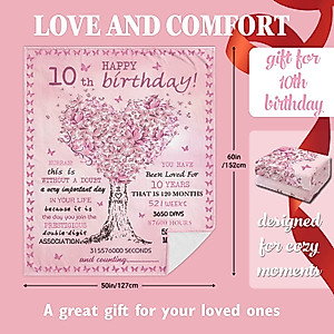 Gevuto 10 Year Old Girl Birthday Gifts Blankets,10th Birthday Decorations for Girl Throw 50"X60", Best Gifts for 10 Year Old Girls, Double Digits Birthday Gifts for 10 Year Old Girls, Teen Girl Gifts
