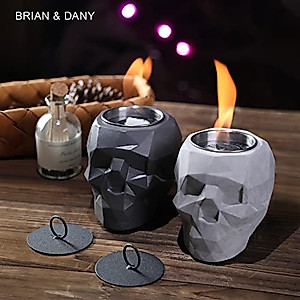 BRIAN & DANY Tabletop Fire Pit, Portable Alcohol Fireplace Indoor/Outdoor - Dark Grey