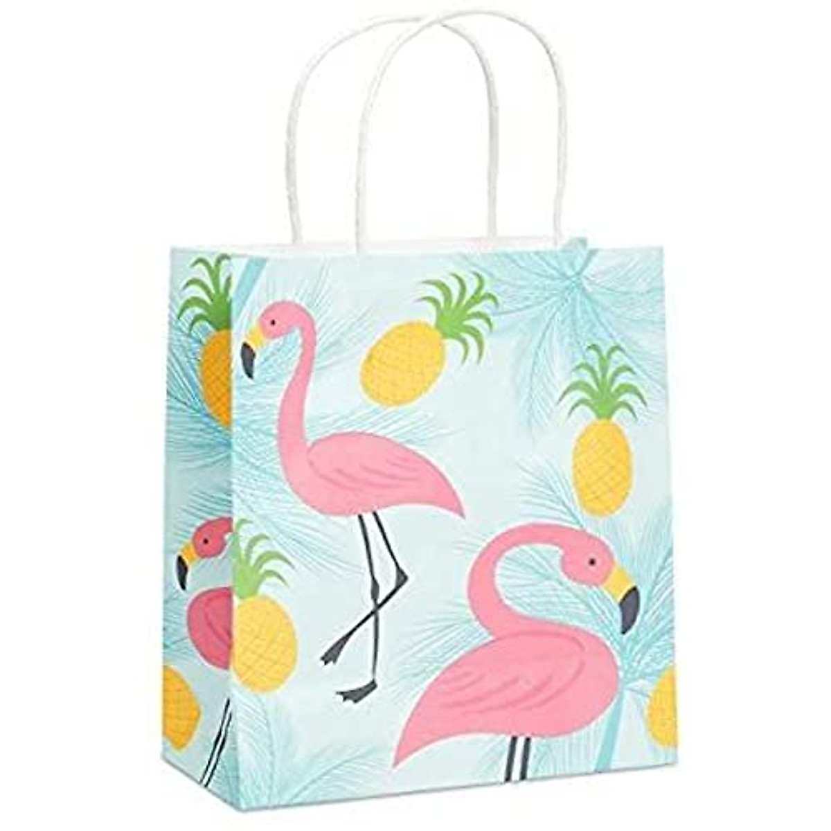 Sparkle and Bash Flamingo Gift Bag with Handles for Birthday Party Favors (8 x 9 x 4 In, 15 Pack)