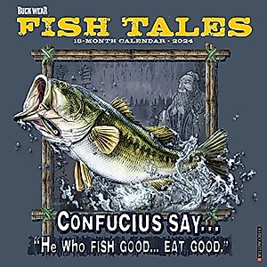 Willow Creek Press Buck Wear's Fish Tales Monthly 2024 Wall Calendar (12" x 12")