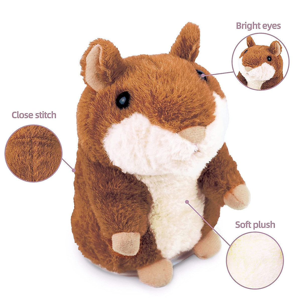 Homily Talking Hamster, Repeats What You Say Plush Animal Toy Electronic Hamster Mouse for Boys, Girls & Baby Gift