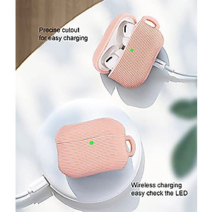 Case for Airpods Pro, Filoto Airpod Pro Cover for Women Girls, Cute Apple Air Pods 3 Case Silicone Protective Wireless Charging Case Accessories Keychain with Pompom (Pink)