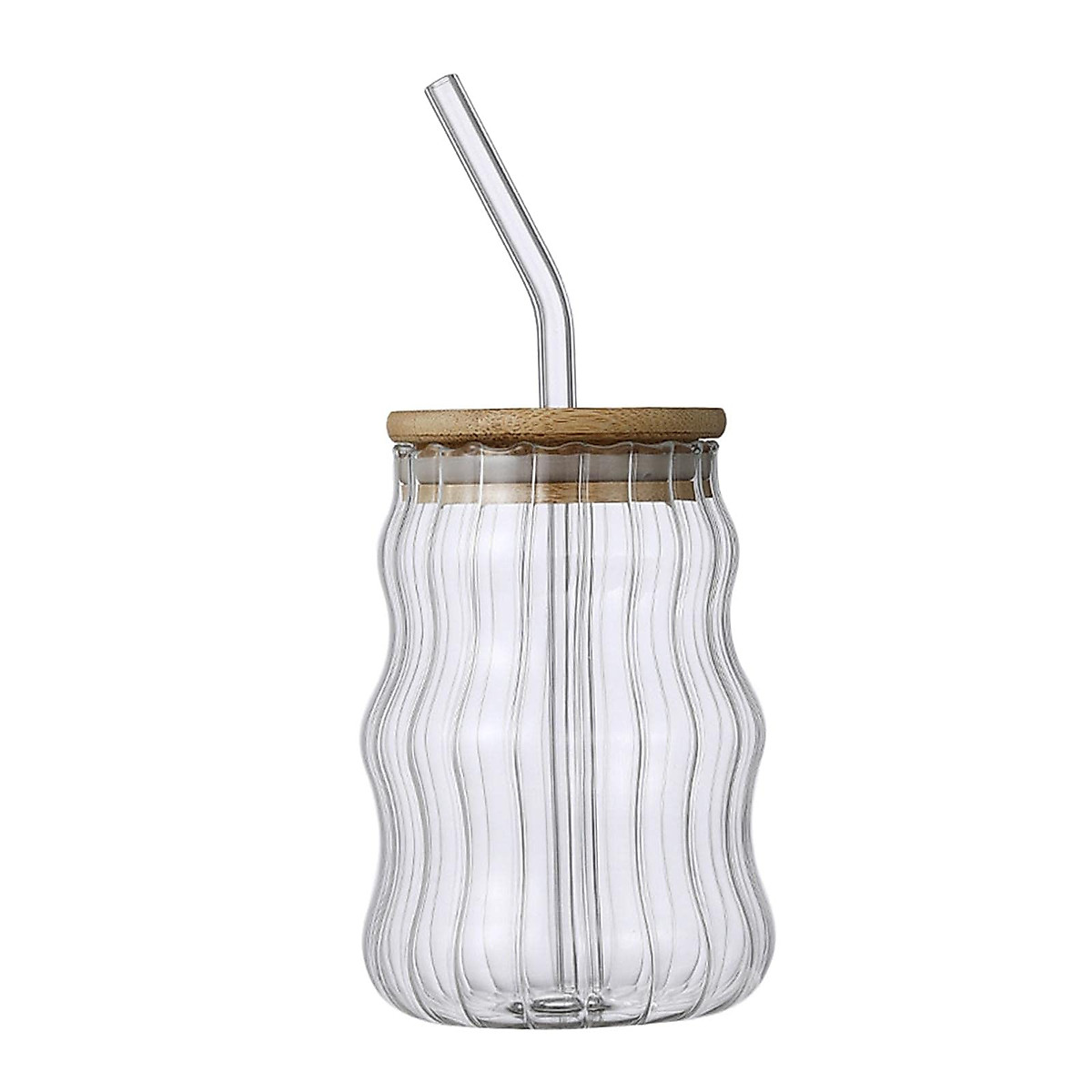 Gralara Household Glass Jar with Straws Clear Drinkware Reusable Gift High Borosilicate Glass Coffee Cup for Party Hiking Smoothies Beer, A