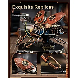 ROKR 3D Puzzles for adults Electric Insect Metal Model Building Kit Desk Toys Hobby Kit for Adults Gift for Teens (Rhinoceros Beetle)