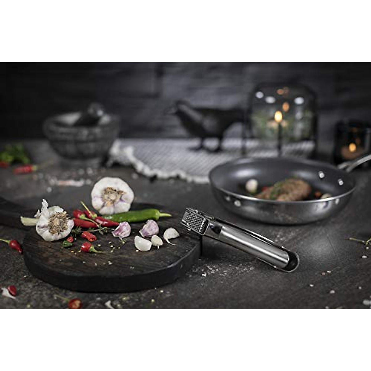 Kuhn Rikon Epicurean Garlic Press, Stainless Steel, 6.5 x 1 x 1.5 inches, Silver