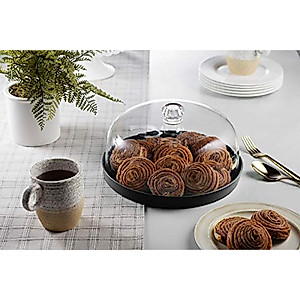 Godinger Cake Stand, Cake Plate Server with Dome, Metal Serving Tray and Shaterproof Acrylic Lid