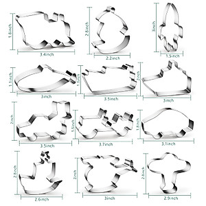 Transportation Vehicle Cookie Cutter Set - 12PCS Stainless Steel Biscuit Cutter Molds - Car, Plane, Train, Sailing boat, Steamship, Rocket Shaped Cookie Candy Cutters, DIY Fruit Bread Cutter for Kids