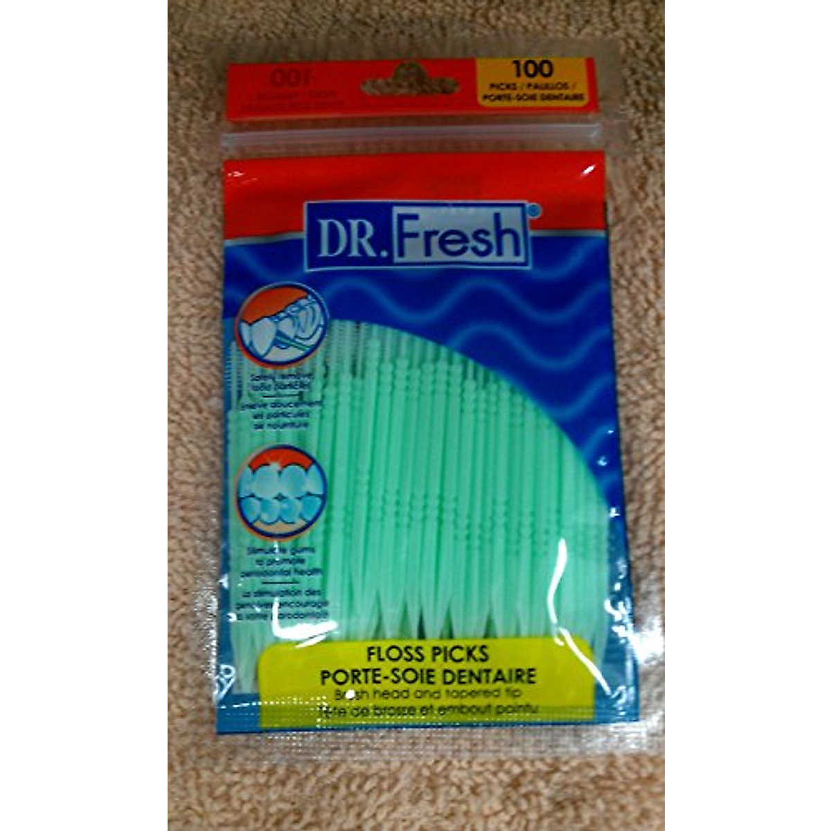 3 pk x (100 ct each) 300 Total Soft Bristle Dental Floss Picks, Interdental Brush, Toothpicks, Flexible Deep Clean