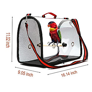 OFLAO Bird Carrier Bag, Portable Travel Bird Cage, Lightweight Breathable Parrot Perch Transparent Cage