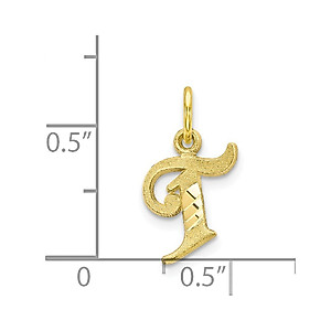 Solid 10k Yellow Gold Initial Letter T Alphabet Charm Pendant